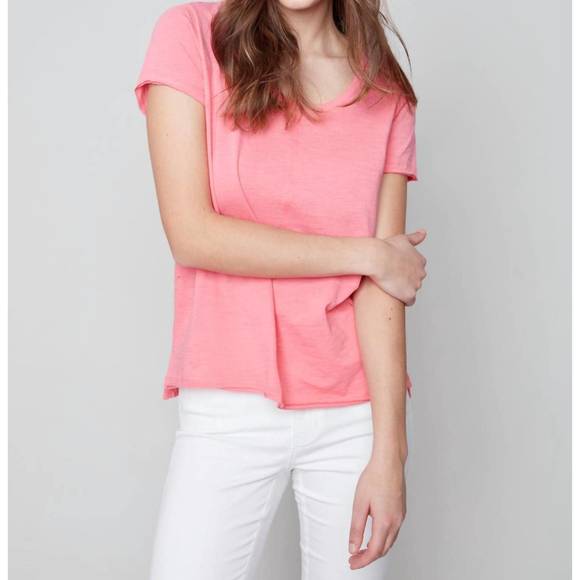 CHARLIE B | Tops | New Charlie B Solid Short Sleeve Top In Grapefruit | Poshmark